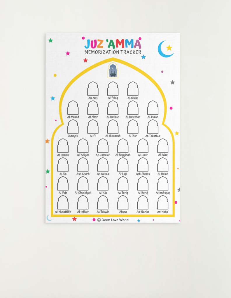 Juz Amma Tracker Printable for Children | Deen Love World